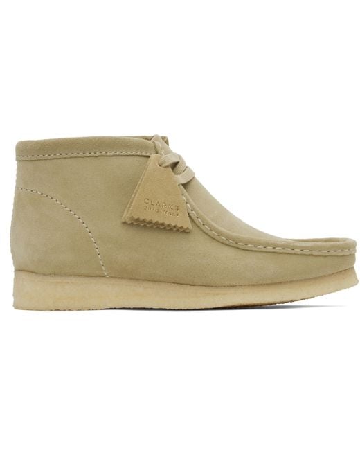 Clarks Taupe Wallabee Desert Boots in Black for Men | Lyst
