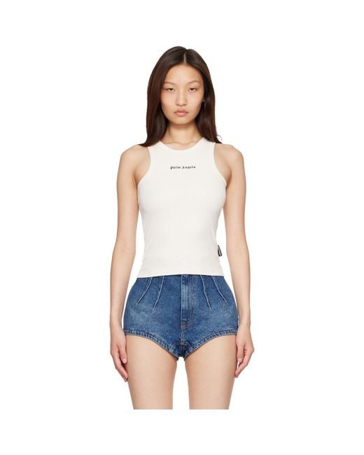 Palm Angels Off- Classic Logo Fitted Tank Top in Blue | Lyst UK