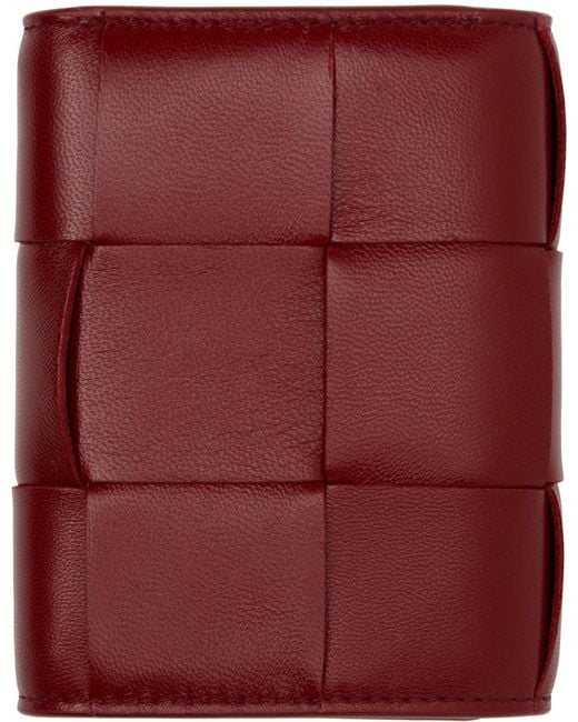 Bottega Veneta Cassette Tri-Fold Zip Wallet in Red | Lyst UK