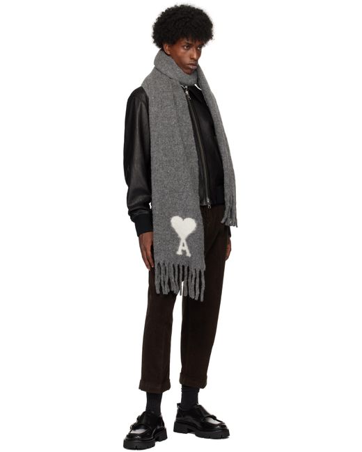 Ami Paris Oversized Ami De Coeur Scarf in Black for Men | Lyst UK