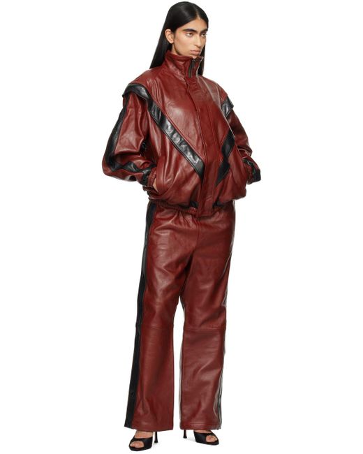 Doublet Track Leather Jacket in Red | Lyst