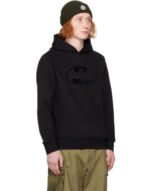 Moncler Flocked Batman Logo Hoodie in Black for Men | Lyst