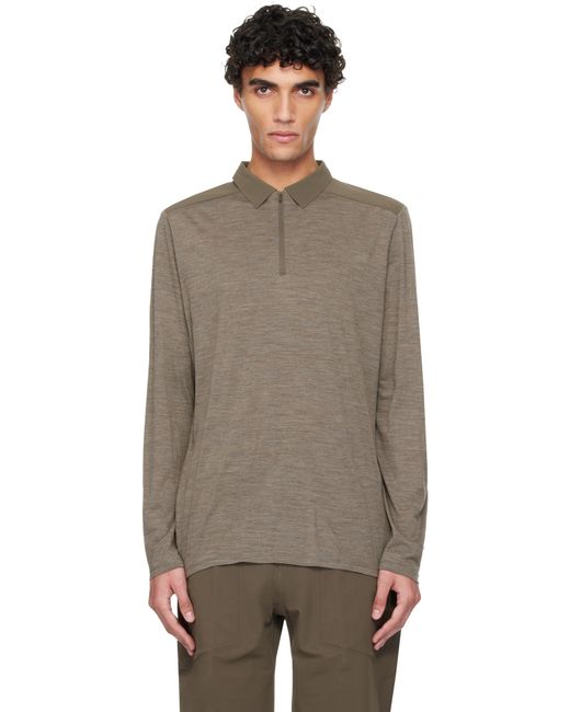 Veilance Taupe Frame Ls Polo in Brown for Men | Lyst UK