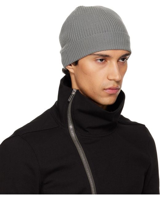 Rick Owens Temple Ribbed Beanie in Black for Men | Lyst UK