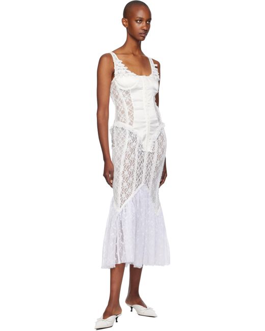 Pushbutton Corset Point Shirring Midi Dress in Black | Lyst