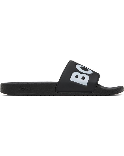 BOSS Large Logo Detail Pool Slides in Black for Men | Lyst UK