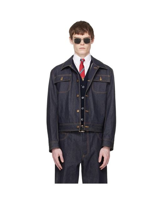 Thom Browne Selvedge Denim Backstrap Utility Jacket in Blue for Men | Lyst