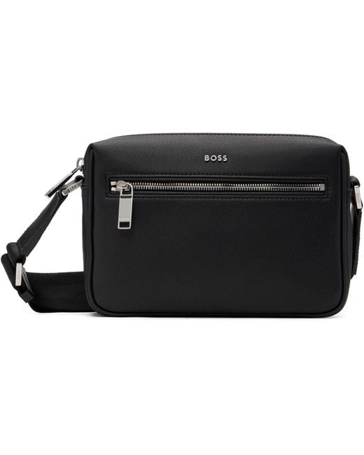 BOSS Logo Lettering Crossbody Bag in Black for Men | Lyst UK