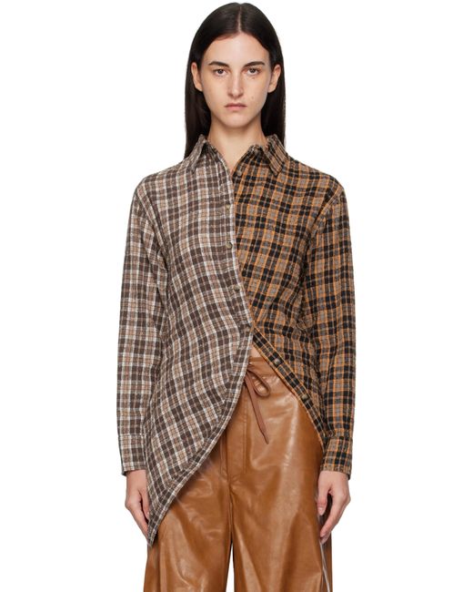 ANDERSSON BELL Twist Check Shirt in Brown | Lyst UK