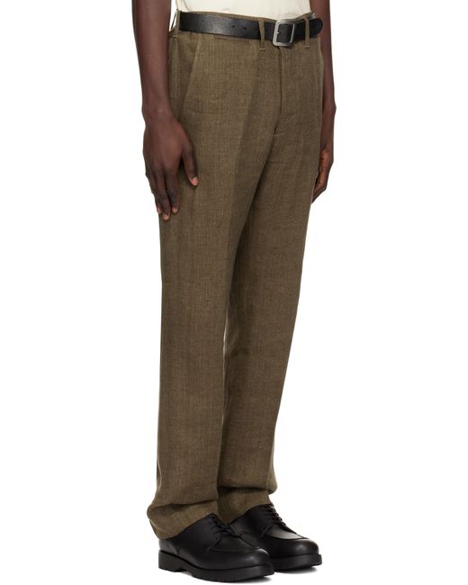 RRL Linen Herringbone Officer'S Trousers in Brown for Men | Lyst