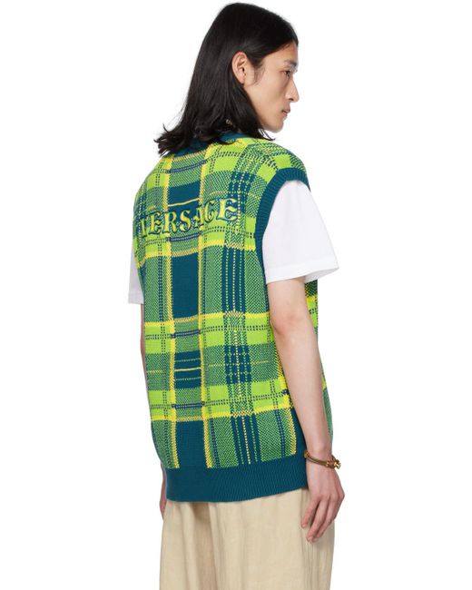 Versace Check Vest in Green for Men | Lyst