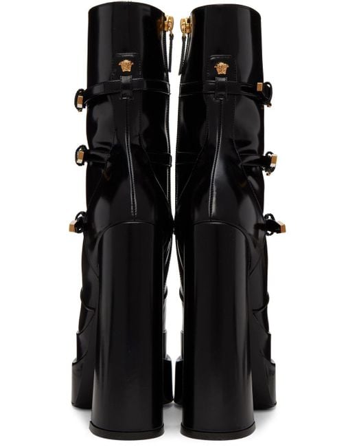 Versace Black Aevitas Pointy Platform Boots | Lyst