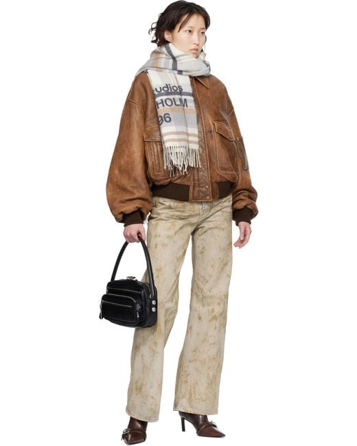 Acne Studios Check Logo Wide Scarf | Lyst UK