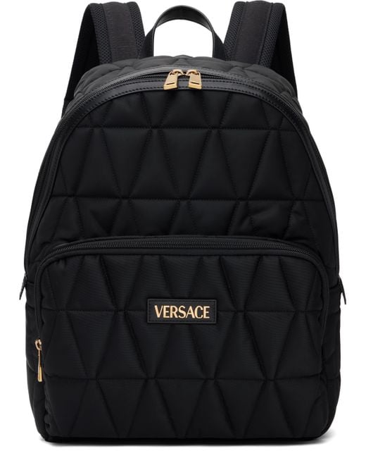 Versace Myth Quilted Backpack in Black for Men | Lyst