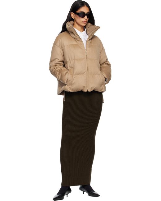 Max Mara Tan Diego Reversible Down Jacket in Natural | Lyst UK