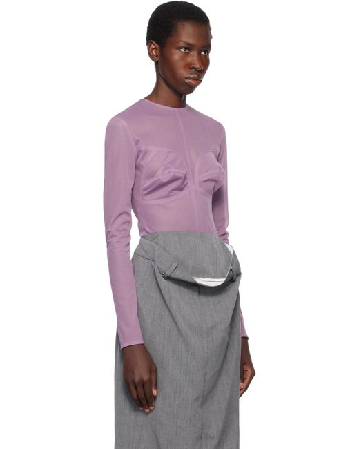 Pushbutton Dummy Shaped Mesh Top in Purple | Lyst