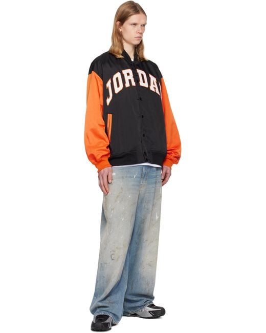 Nike Brooklyn University Varsity Bomber Jacket in Black for Men | Lyst UK