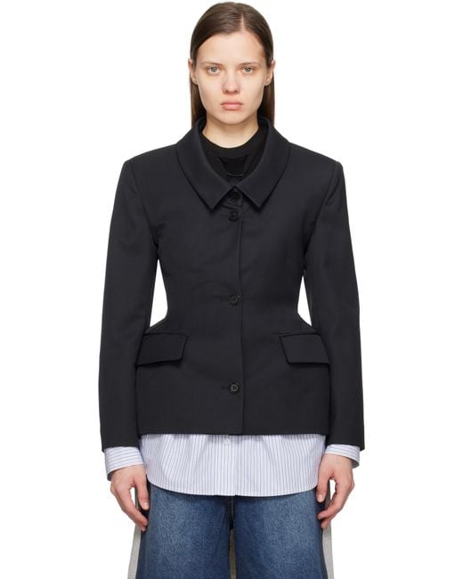 Pushbutton Wool Reversible Blazer in Black | Lyst