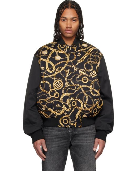 Balmain Chaînes Pattern & Monogram Reversible Bomber Jacket in Black for Men | Lyst UK