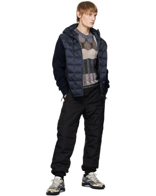 Taion Hood Knit Down Jacket in Blue for Men | Lyst