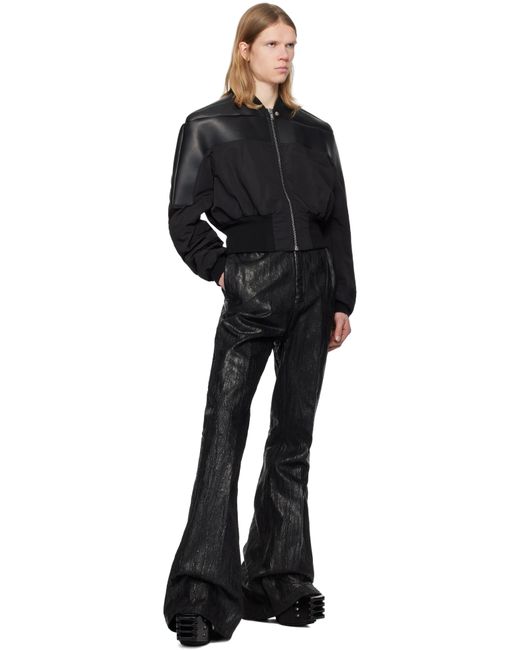 Rick Owens Hollywood Girdered Leather Bomber Jacket in Black for Men ...