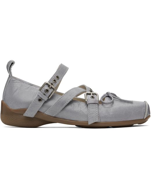 OPEN YY Cross Buckle Ballerina Flats in Black | Lyst