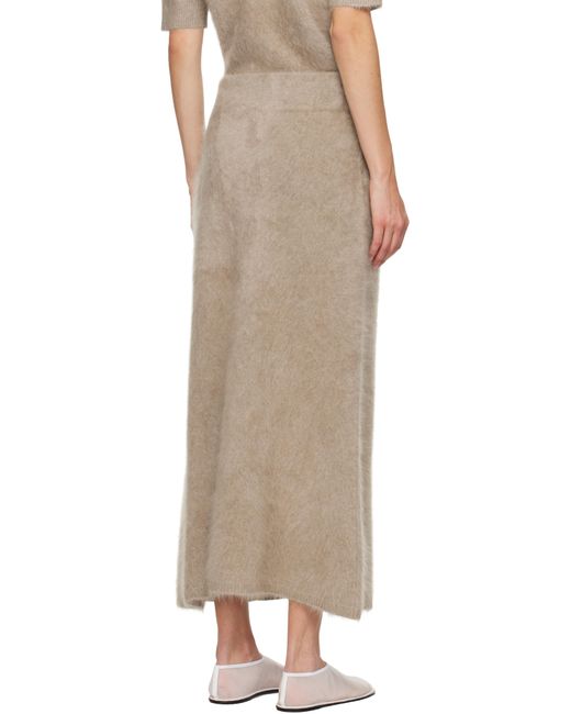 Lisa Yang Taupe Asta Midi Skirt in Natural | Lyst