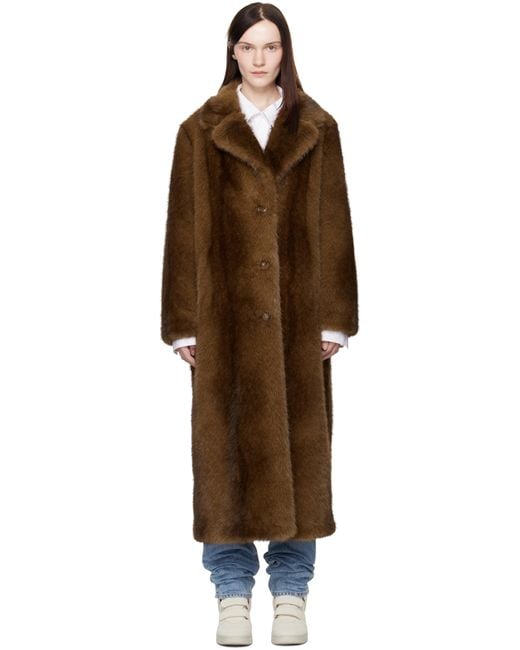 Stand Studio Nora Faux-Fur Coat in Black | Lyst UK