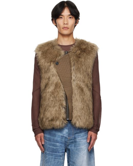ANDERSSON BELL Curved Placket Reversible Faux-leatherfaux-fur Vest for ...