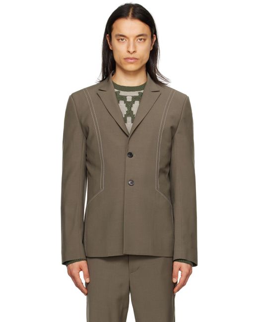 Steven Passaro Taupe Contrast Stitch Blazer in Brown for Men | Lyst