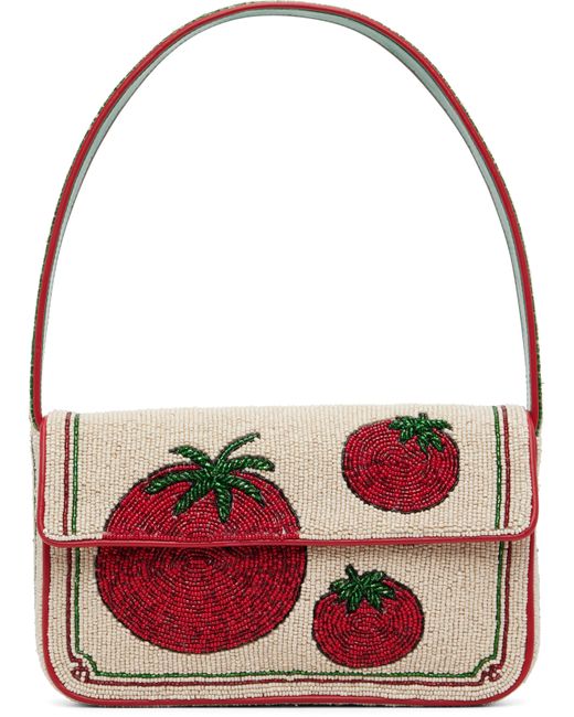 STAUD Off- & Tommy Beaded Bag in Red | Lyst