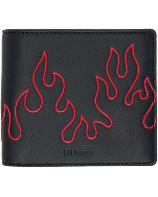HUGO Black Faux-leather Flame Artwork Wallet in Blue for Men | Lyst
