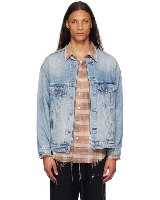 R13 Collarless Trucker Denim Jacket in Blue for Men | Lyst