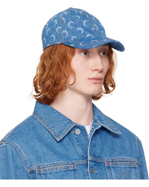 Marine Serre Moon Laser Denim Baseball Cap in Blue for Men | Lyst UK