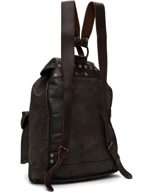 RRL Rucksack Leather Backpack in Black for Men | Lyst