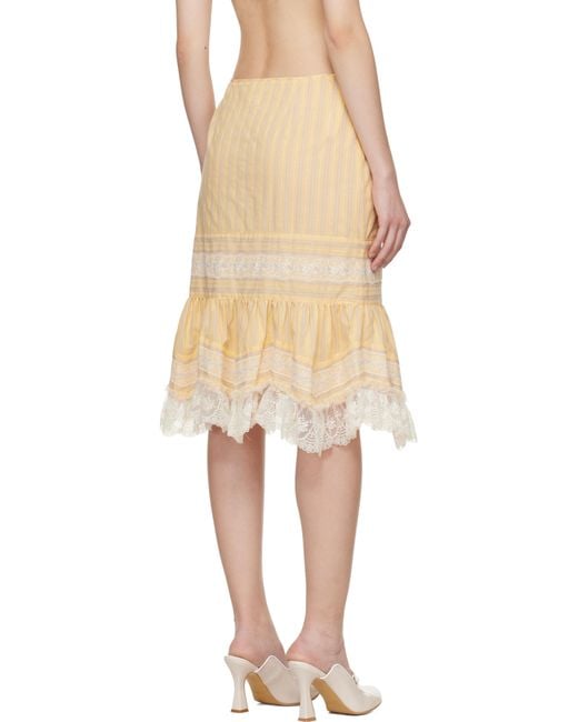Anna Sui Ruffle Lace Midi Skirt in Natural | Lyst UK