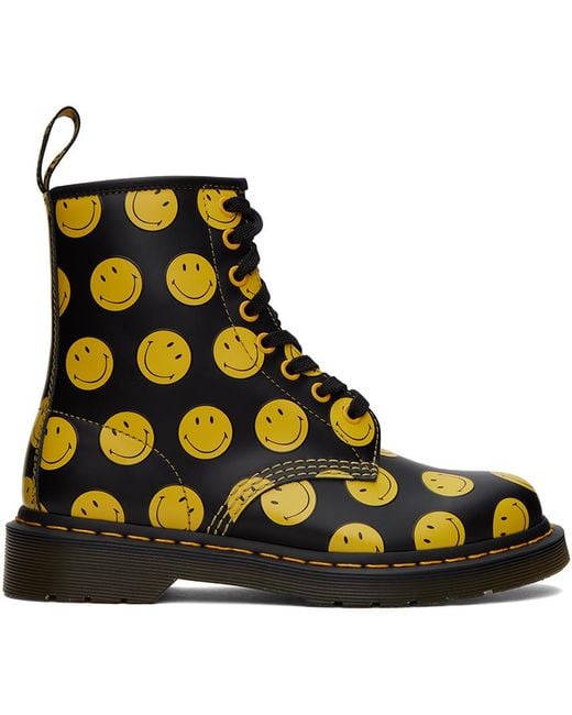 Dr. Martens 1460 Smiley Boots in Black | Lyst UK
