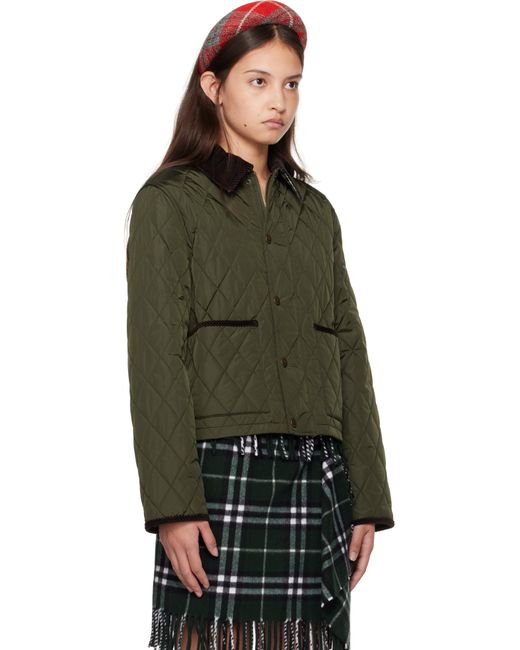 Burberry Khaki Short Quilted Jacket in Green | Lyst