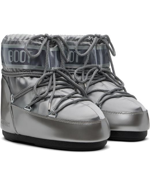 Moon Boot Icon Low Glance Satin Boots in Gray | Lyst