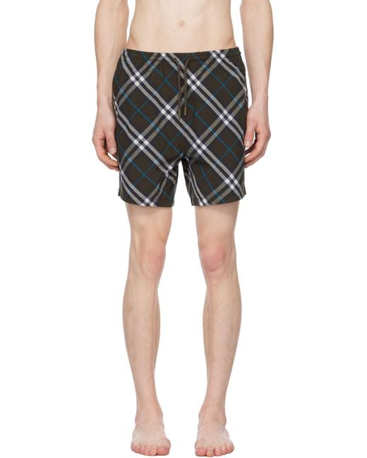Burberry Check Swim Shorts in Black for Men | Lyst