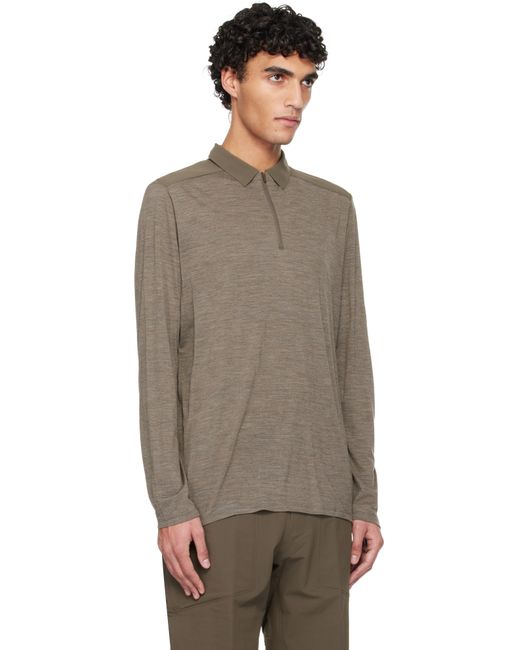 Veilance Taupe Frame Ls Polo in Brown for Men | Lyst UK