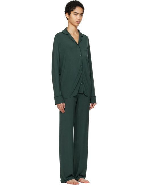 Skims Sleep Long Sleeve Button Up Pyjama Set in Black Lyst UK