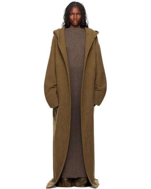 Rick Owens Khaki Porterville Hooded Robe Long Coat in Black | Lyst