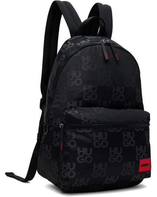 HUGO Logo Pattern Backpack in Black for Men | Lyst