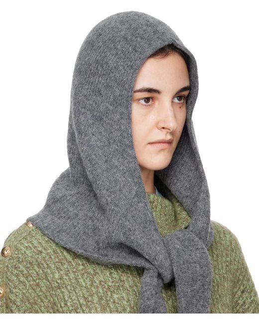 Ganni Soft Wool Balaclava in Grey | Lyst UK