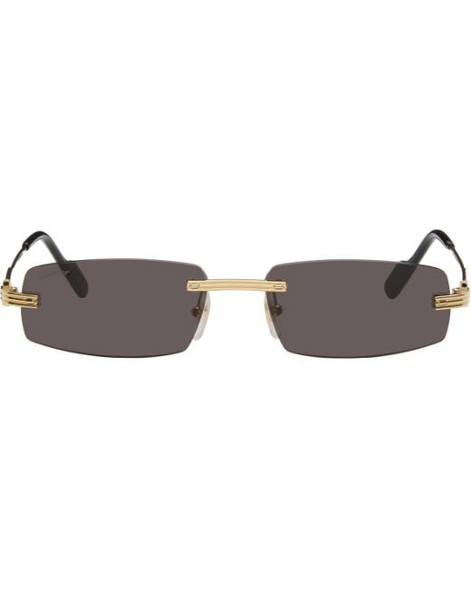 Cartier Première De Rectangular Rimless Sunglasses in Black | Lyst UK