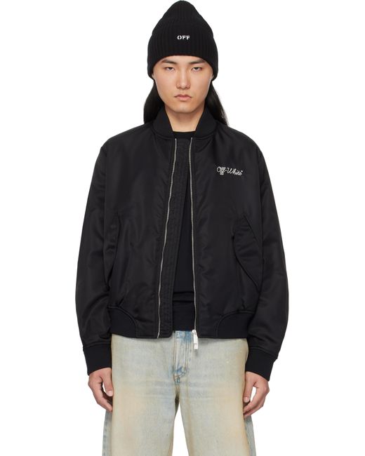 Off-White c/o Virgil Abloh Off- Script Varsity Bomber Jacket in Black ...