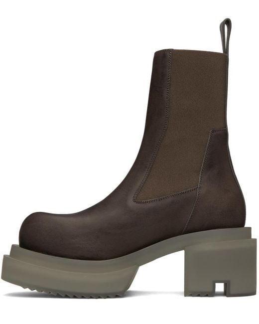Rick Owens Gray Beatle Bogun Boots in Brown | Lyst
