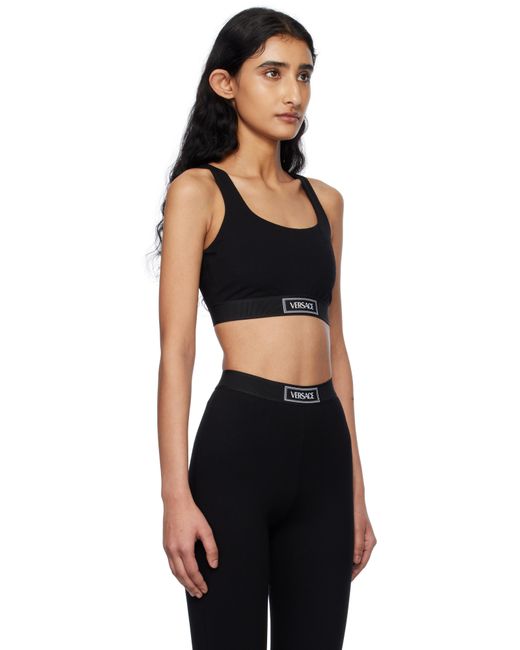 Versace 90S Vintage Logo Sport Bra in Black | Lyst
