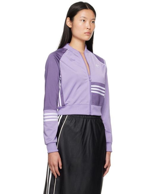 adidas Originals Purple Cropped Track Jacket | Lyst